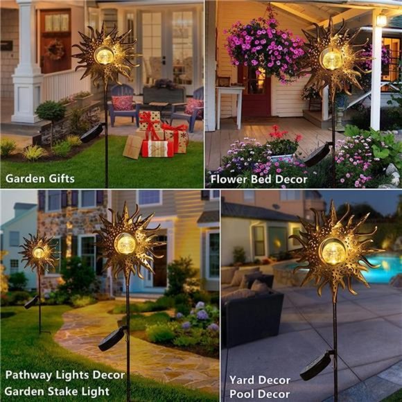 Accents | Sun Solar Lights Gardenoutdoor Waterproof Metal Decorative ...